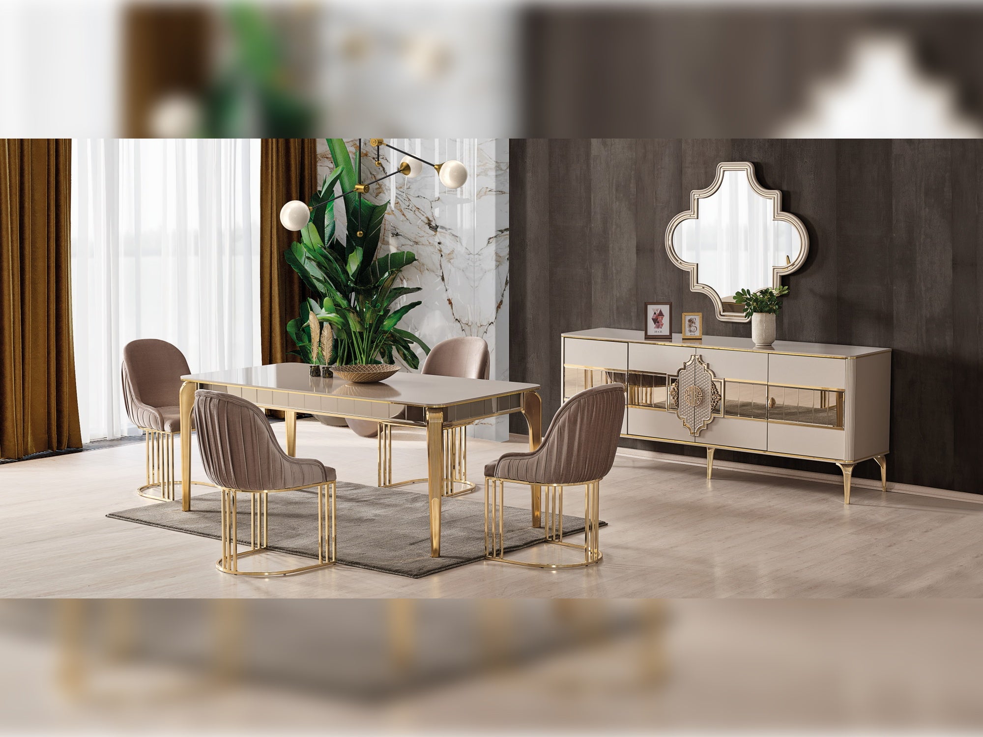 Istanbul Diningroom (Consol With Mirror & Dining Table & 6 Dining Chai