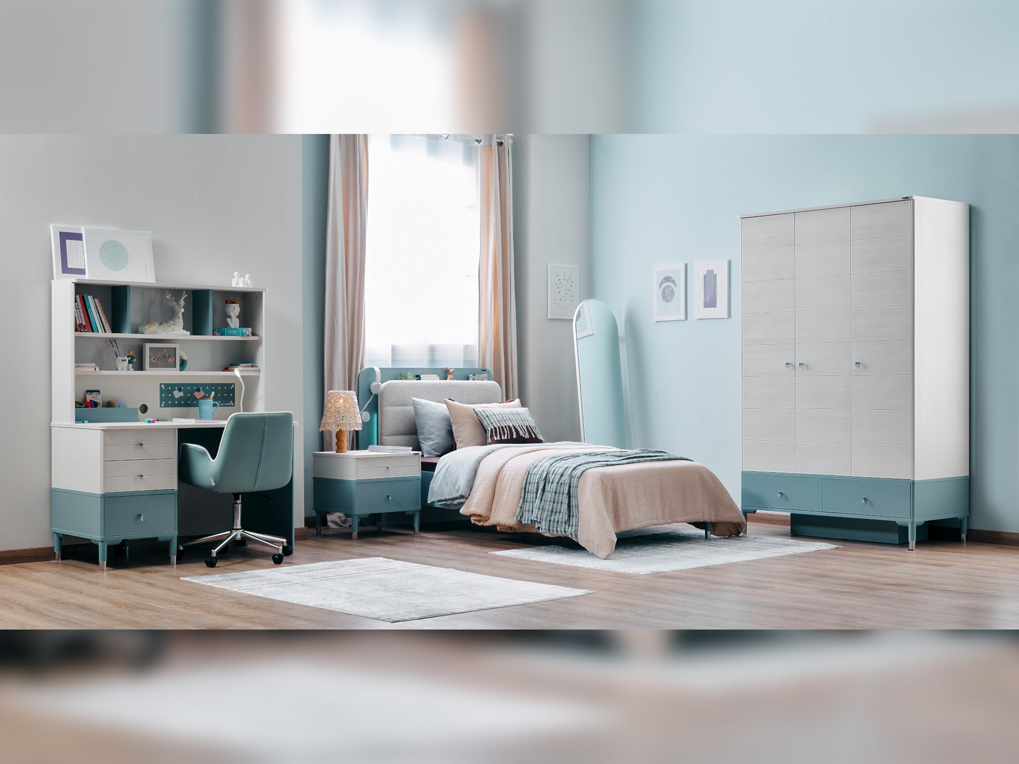 Marin Kids Room Set (Twin Bed & Study Desk & Nightstand)